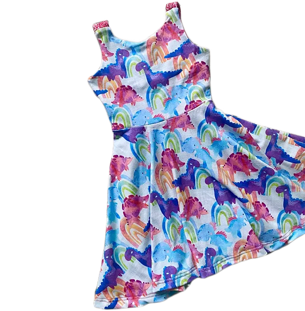 Dino Rainbow Dress | American Made Kid's Clothes – American Adorn